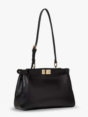 Fendi My Peekaboo Small Leather Shoulder Bag - Black