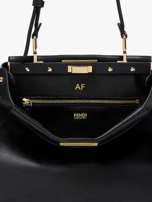 Fendi My Peekaboo Small Leather Shoulder Bag - Black