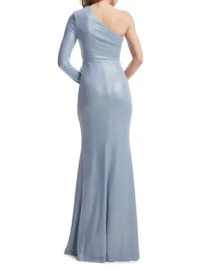 Dress The Population Summer Metallic One-shoulder Gown