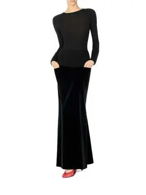 Alaïa Crewneck Top In Merino Wool - Black