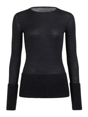 Alaïa Crewneck Top In Merino Wool - Black