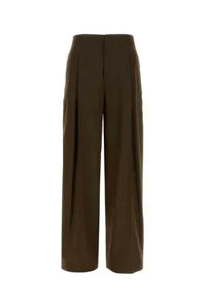 Alberta Ferretti Mud Twill Wide-leg Pant - Brown