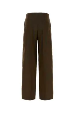 Alberta Ferretti Mud Twill Wide-leg Pant