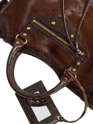 Balenciaga Borsa Le City Media In Cavallino E Pelle Arena - Brown