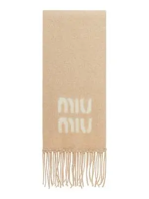 Miu Miu Scarf With Logo - Cream