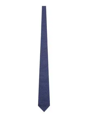 Kiton Fabric Tie With Micro Geometric Pattern - Blue