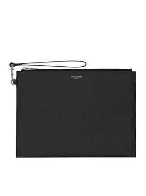 Saint Laurent Tablet Holder With Zip In Grain De Poudre Embossed Leather