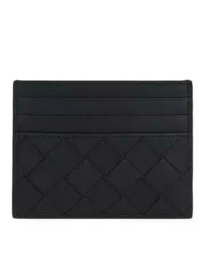 Bottega Veneta Woven Leather Card Holder - Black