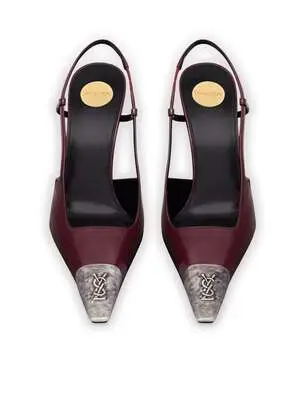 Saint Laurent Jeanne Smooth Leather Slingback Pumps