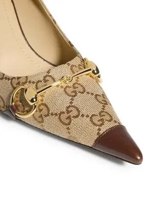 Gucci Women`s Gg Leather And Fabric Décollet