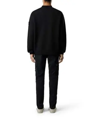 Stone Island Rws Felted Wool Sweater With Raglan Sleeves - Black