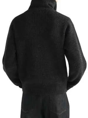 LEMAIRE Zip-up Wool Cardigan With A Mélange Effect