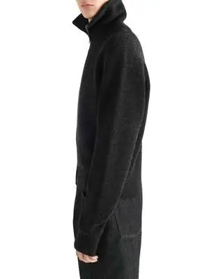 LEMAIRE Zip-up Wool Cardigan With A Mélange Effect