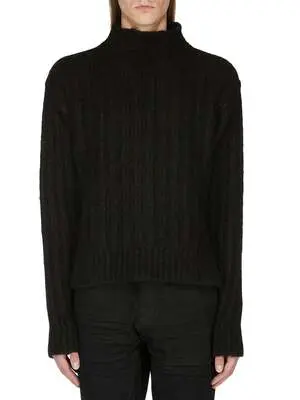 Rick Owens Knitted High-neck Sweater - Black