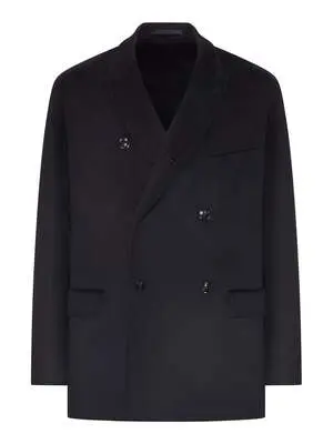 Giorgio Armani Double-breasted Cashmere-blend Jacket - Blue