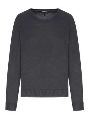 Giorgio Armani Anthracite Grey Crew-neck Sweater - Gray