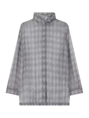 Giorgio Armani Silk High-neck Blouse With Diamond Print - Multicolor