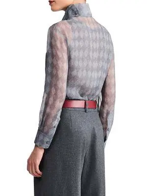 Giorgio Armani Silk High-neck Blouse With Diamond Print