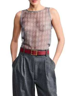 Giorgio Armani Silk High-neck Blouse With Diamond Print