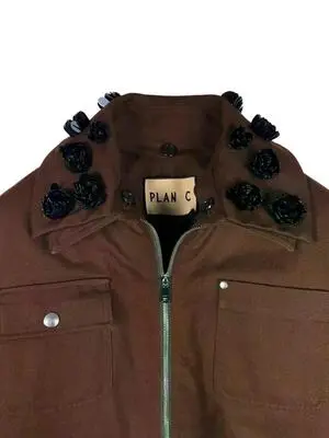 Plan C Sequin-embellished Spread-collar Jacket