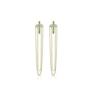 ALEXIA GRYLLAKI Cross Earrings In Eighteen Karat Gold With Diamonds And Emeralds