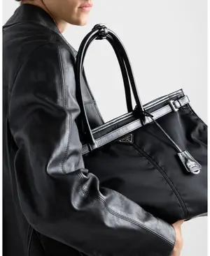 Prada Bonnie Re-nylon And Leather Tote Bag