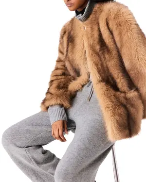 Maje Guston Oversized Faux Fur Coat