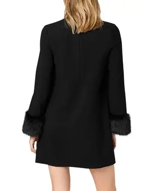 French Connection Whisper Faux Fur Cuff Mini Dress