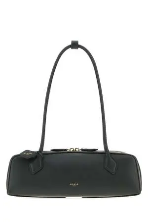 Alaïa Alaia Graphite Leather Medium Teckel Shoulder Handbag Grey