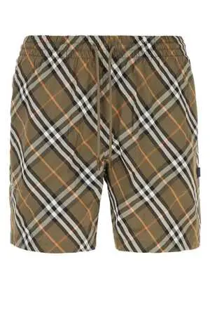 Burberry Embroidered Nylon Swim Shorts - Checked