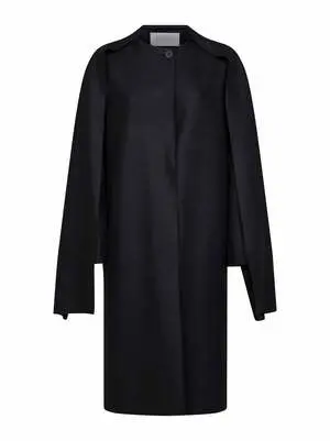 Harris Wharf London Black Virgin Wool Long Scarf Coat
