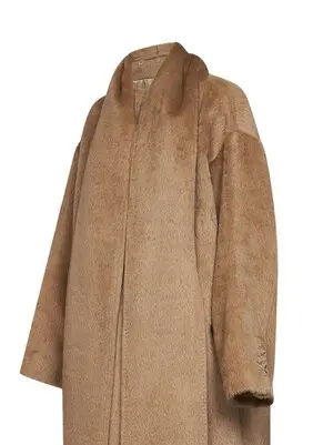 Dolce & Gabbana Dark Beige Alpaca And Virgin Wool Scarf Coat