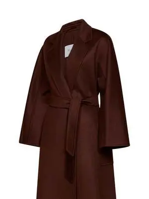 Max Mara Burgundy Ludmilla Icon Coat Belted Wrap Coat - Multicolor