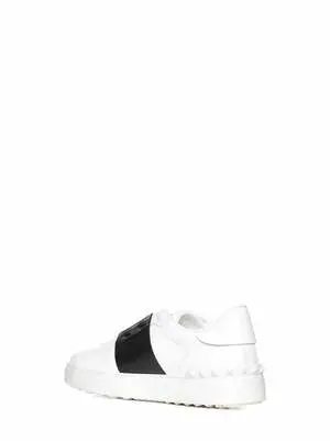 Valentino Garavani White And Blue Calfskin Leather Open Sneakers - Multicolor