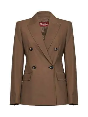Max Mara Khaki Stretch Twill Mstgioiosa Double-breasted Blazer