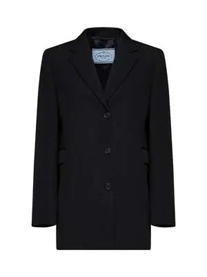Prada Abbigliamento Black Compact Gabardine Single-breasted Blazer - Multicolor