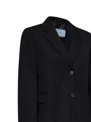 Prada Abbigliamento Black Compact Gabardine Single-breasted Blazer
