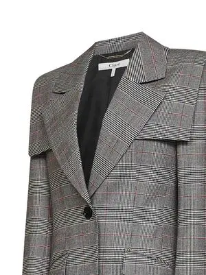 Chloé Black And Red Prince Of Wales Check Single-breasted Tailored Blazer - Multicolor