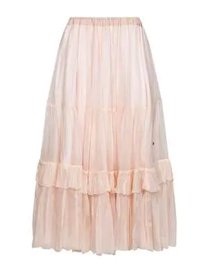 Chloé Powder Pink Silk Muslin Ruffled Maxi Skirt - Multicolor