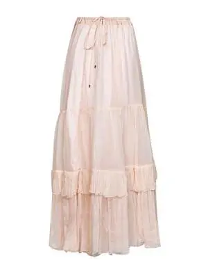 Chloé Powder Pink Silk Muslin Ruffled Maxi Skirt