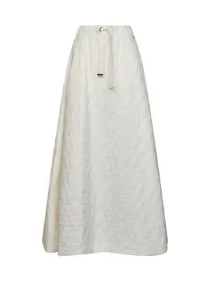 Herno White Quilted Recycled Nylon Flared Maxi Skirt - Multicolor
