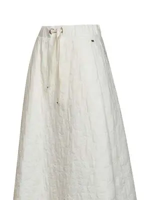 Herno White Quilted Recycled Nylon Flared Maxi Skirt