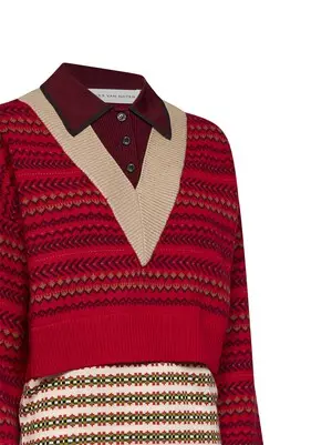 Dries Van Noten Wool-blend Jacquard Toinette Layered Boxy Sweater