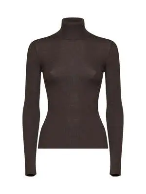 Max Mara Mud Ribbed Fine Wool Mxscavallo Turtleneck Sweater - Multicolor