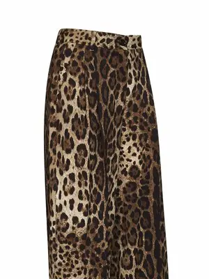 Dolce & Gabbana Leo-print Stretch Wool Wide-leg Trousers