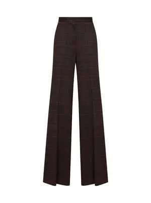 MAX MARA Max Mara Women Burgundy Brown Prince Of Wales Check Mxmemiro Wide-Leg Trousers