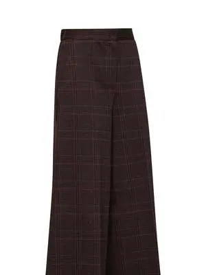 Max Mara Burgundy Brown Prince Of Wales Check Mxmemiro Wide-leg Trousers - Multicolor