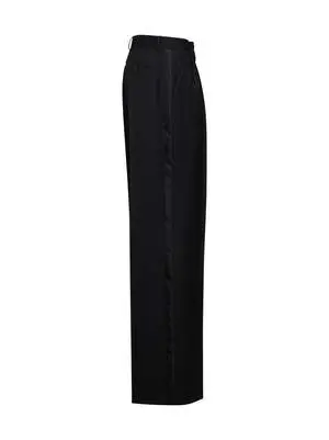 Dolce & Gabbana Black Bi-stretch Wool Straight Trousers
