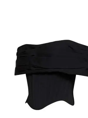 Giuseppe Di Morabito Black Stretch Canvas Off-the-shoulder Bustier Top