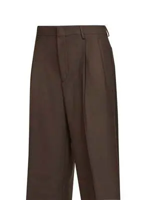 Tagliatore Brown Stretch Wool-blend Twill Peileen Wide-leg Trousers